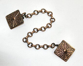 Oxidized Copper Sweater Guard Clip Clasp Sweater Clip Chain Sweater ...