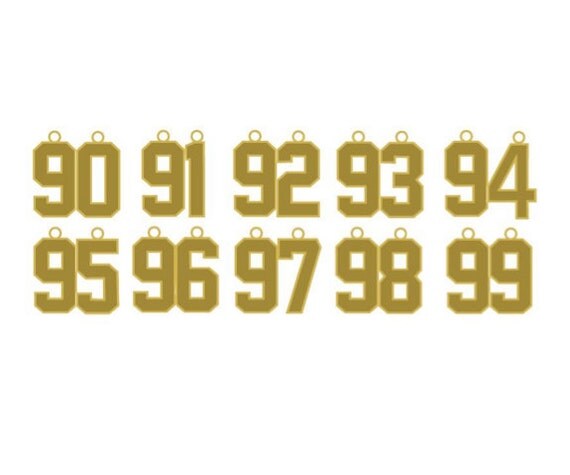Number 90-99 Jersey Style Sports Necklace Charm Pendant