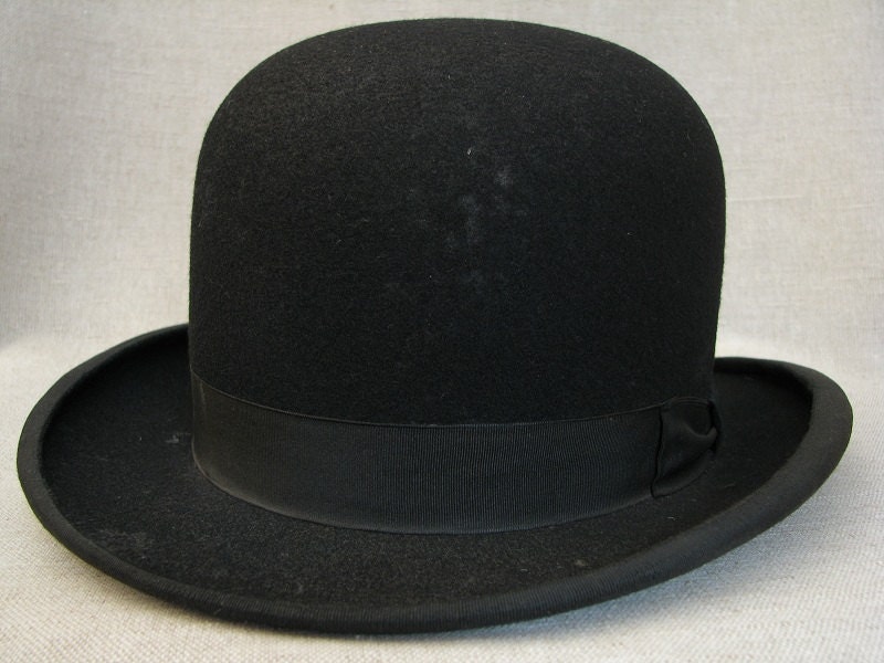 Vintage Polish Bowler Hat 1930 Charlie Chaplin Hat Black Derby Hat ...