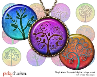 Rainbow tree art | Etsy