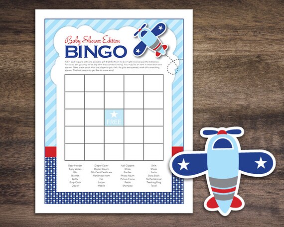 Instant Download BINGO Airplane Baby Shower Games, Printable Party ...