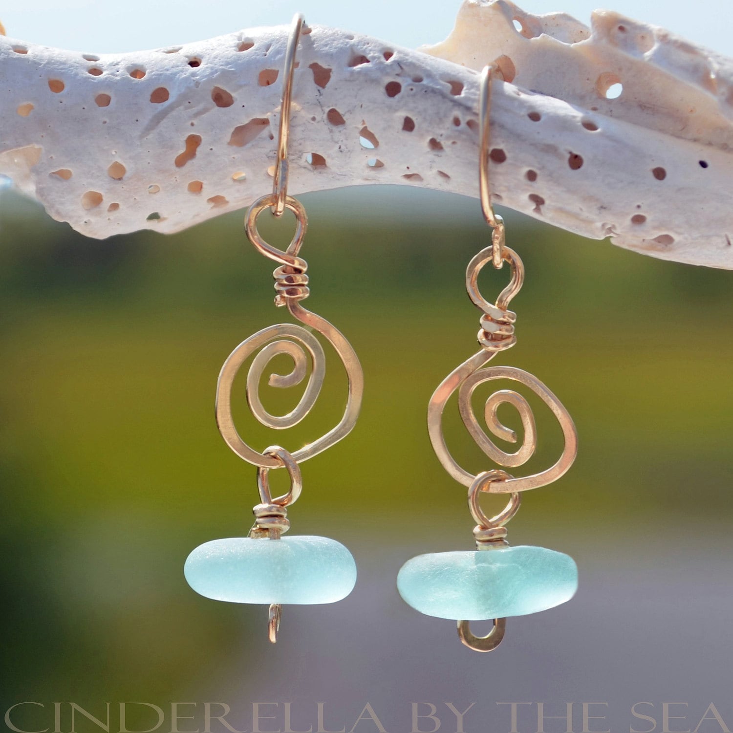 Sea Glass Genuine Sea Glass Earrings. Custom by CinderellaByTheSea