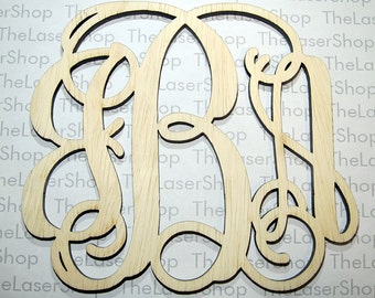 GREAT PRICE Any SIZE Unpainted/Unfinished Wooden Monogram | Wood ...