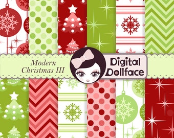 Whimsical Christmas Digital Paper Colorful by DigitalDollface