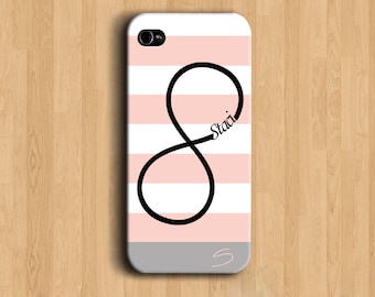 Monogram IPhone case Personal Infinity With Pink Grey Striped -iPhone 4 ...