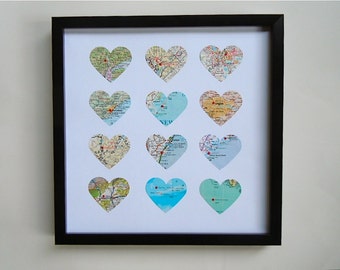 Heart Map Decor Framed Map Heart Choose Your by HipLittleSquares