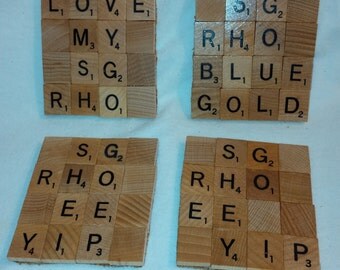 Scrabble Coaster Set (4) Sigma Gamma Rho inspired SG Rho