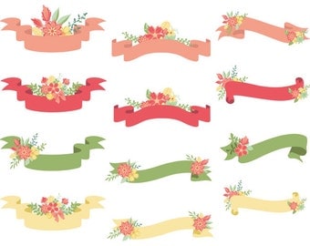 Instant Download Digital Floral Banners Clipart Digital Wedding Floral ...