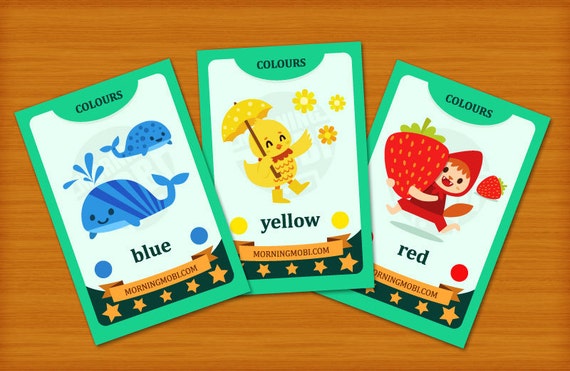 Printable cute color flashcards 4x6 INSTANT