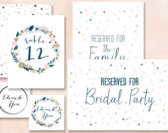 Wedding Decoration Bundle + Thank You Favor Tags + Reserved Signs ...