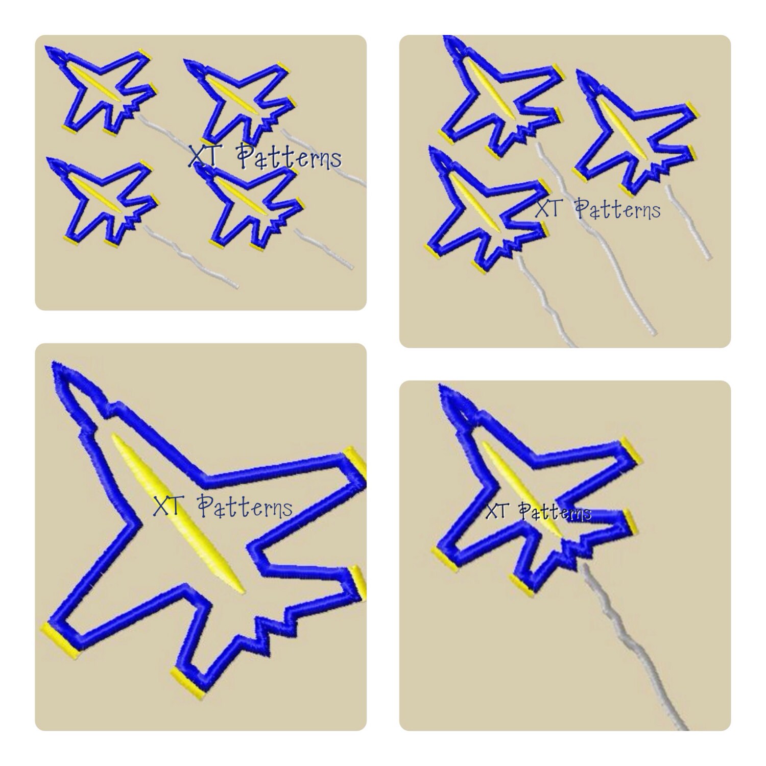 Blue Angels Applique Embroidery Design Pattern