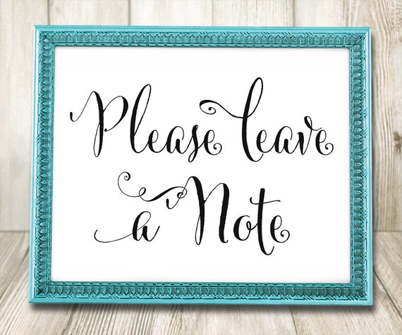 Wedding Please Leave a Note Sign Printable Wedding Signs