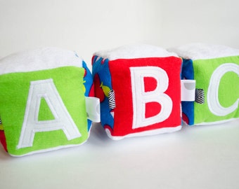 Soft Fabric ABC Blocks - Baby Sensory Blocks - Red, Green, White Soft ...