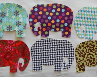 2 Different Extra Large Fabric Iron On Elephant Appliques