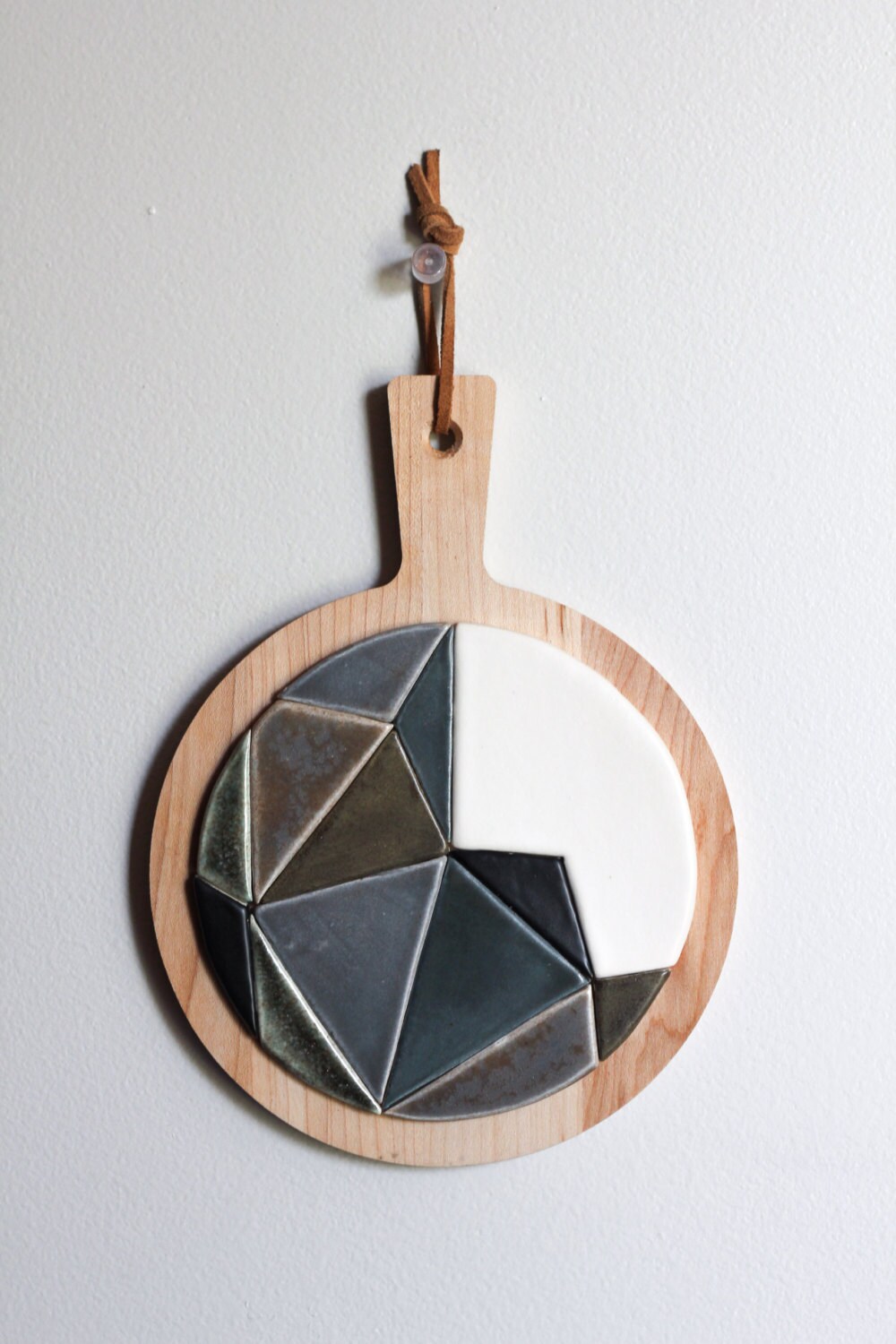 ceramic and wood trivet | geometric | triangles | prism – Etsy finds
