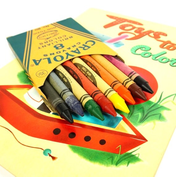 Vintage Jumbo Crayola Crayon Box of 8 / The by AttysSproutVintage