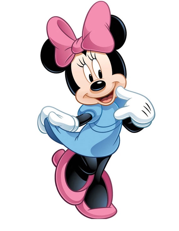 Minnie Mouse Blue Dress Pink Bow Iron On Transfer