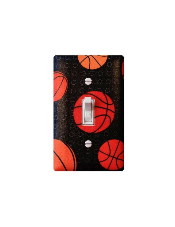 Basketball Light Switch Plate Cover / Orange and Black / Boys