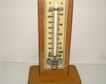 1950s English Mercury Thermometer Real Pigskin Case Vintage Thermometer ...
