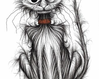 Stinker the cat Print download Shabby scruffy tatty by KeithMills