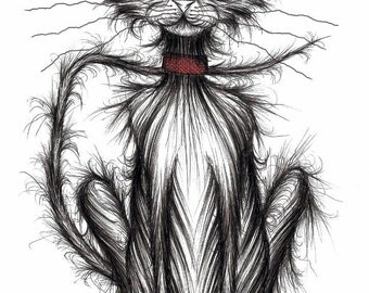 Stinker the cat Print download Shabby scruffy tatty by KeithMills