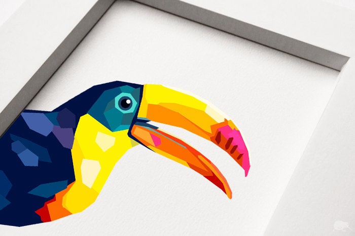 Geometric illustration, Toucan, Bird print, Original illustration ...