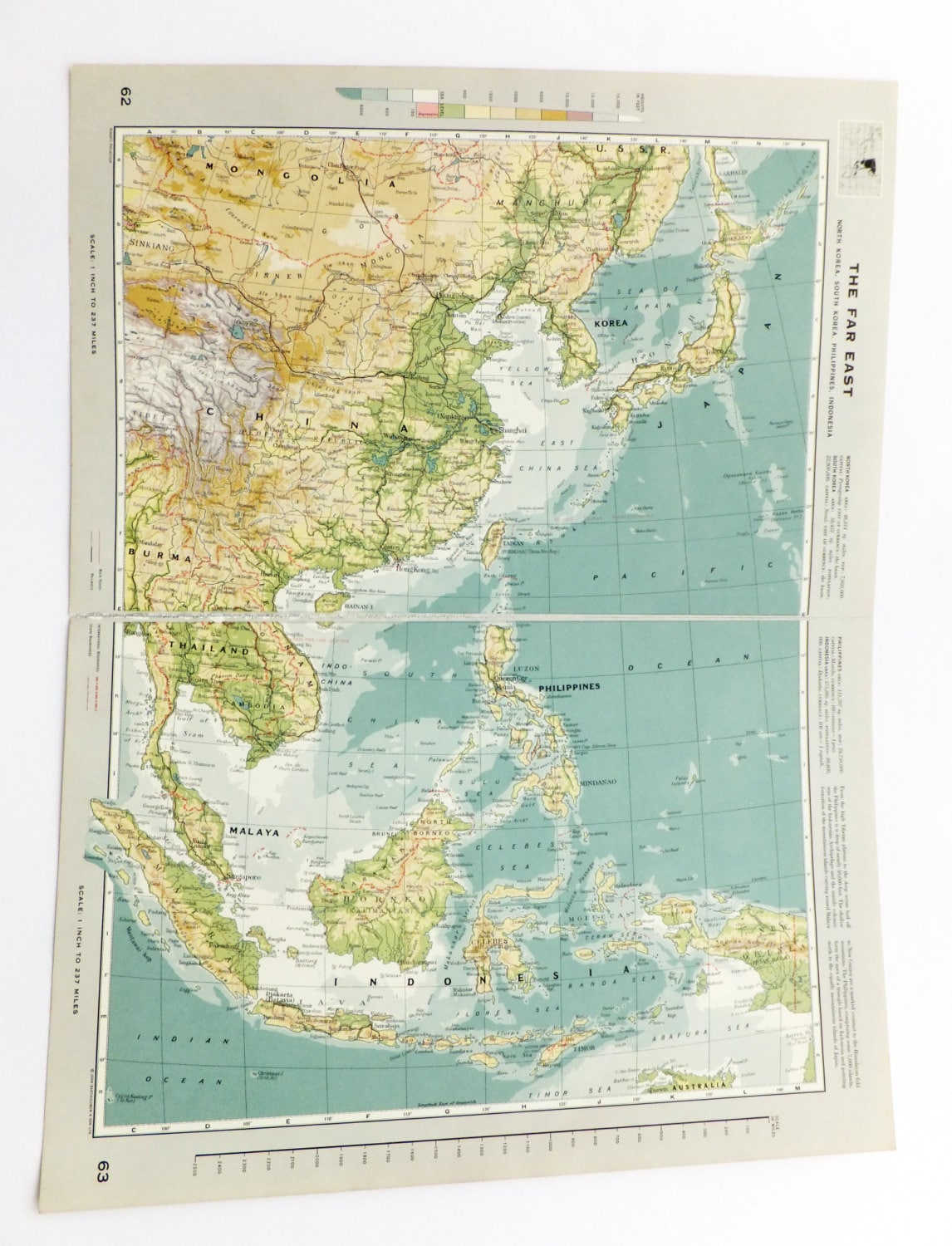 Very Large Far East map Vintage Map of the Far East travel