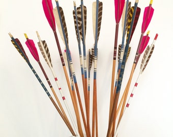 Vintage Wood Archery Arrows, Pair of 2, Choice of Magenta Mauve, Blue ...