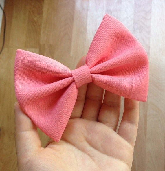 4 5 Coral Pink Fabric Hair Bow Clip Salmon Pink Bow