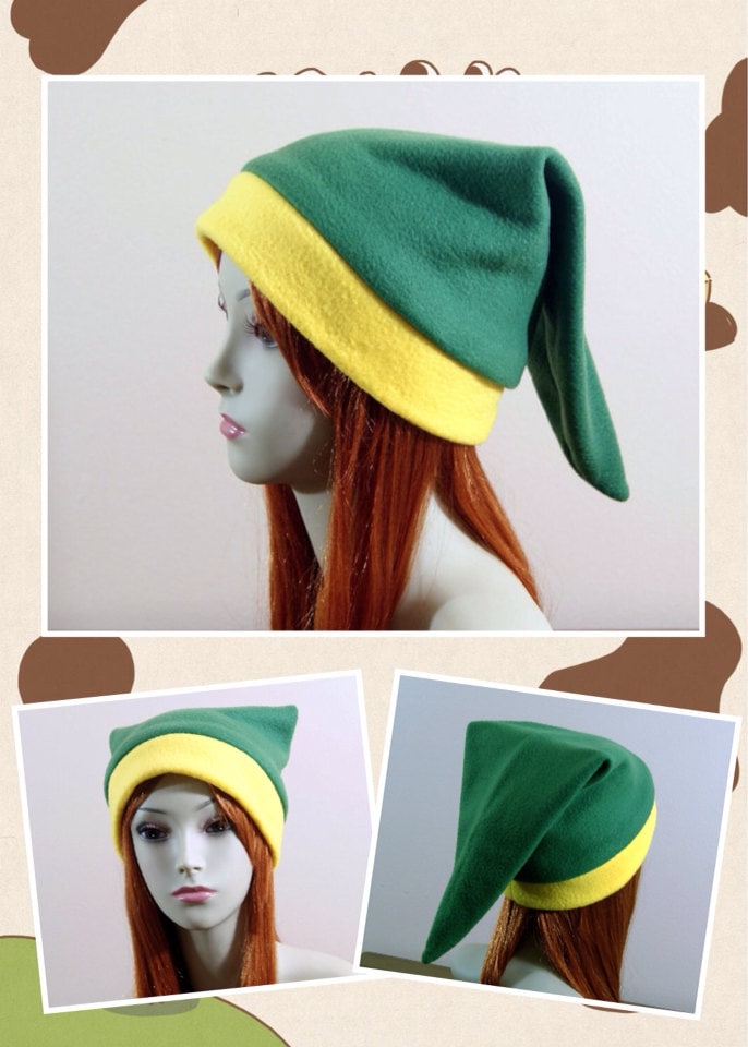 Fleece Link Hat Legend of Zelda Inspired GREEN YELLOW