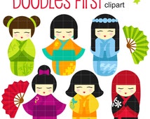 Unique kokeshi clipart related items | Etsy