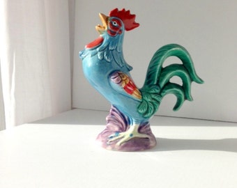 Colorful Rooster figurine Rooster Decor Farm Decor Blue Rooster ...