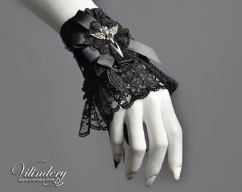 White winter cuff with a red crystals Snow white by Vilindery