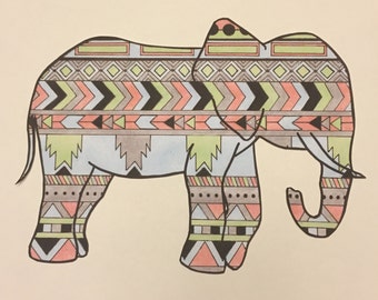 PDF Digital Print Aztec Elephant