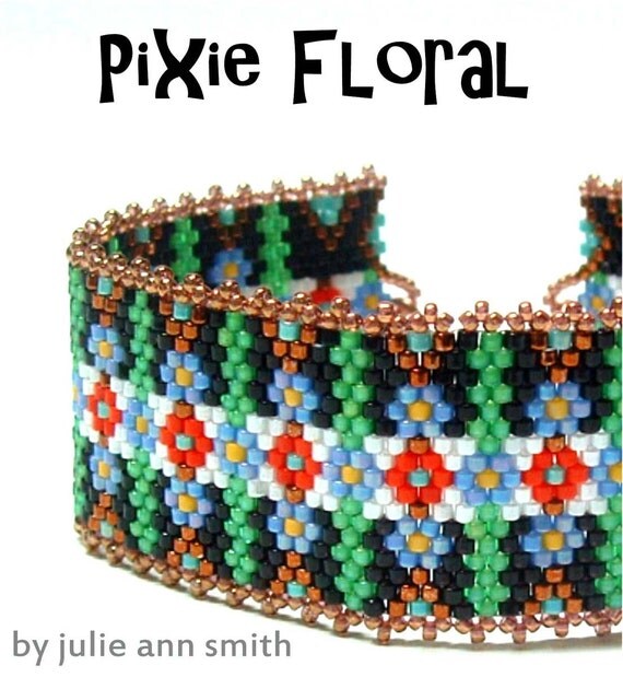 Julie Ann Smith Designs PIXIE FLORAL Odd Count Peyote Bracelet