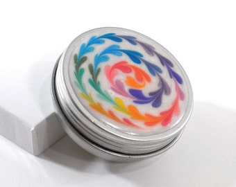 Medium Pill Box with Orange and Yellow Stripes Colorful