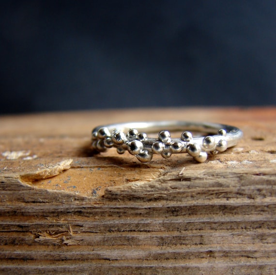 Sterling Silver Bubble Ring Dot Ring Stack Ring Organic