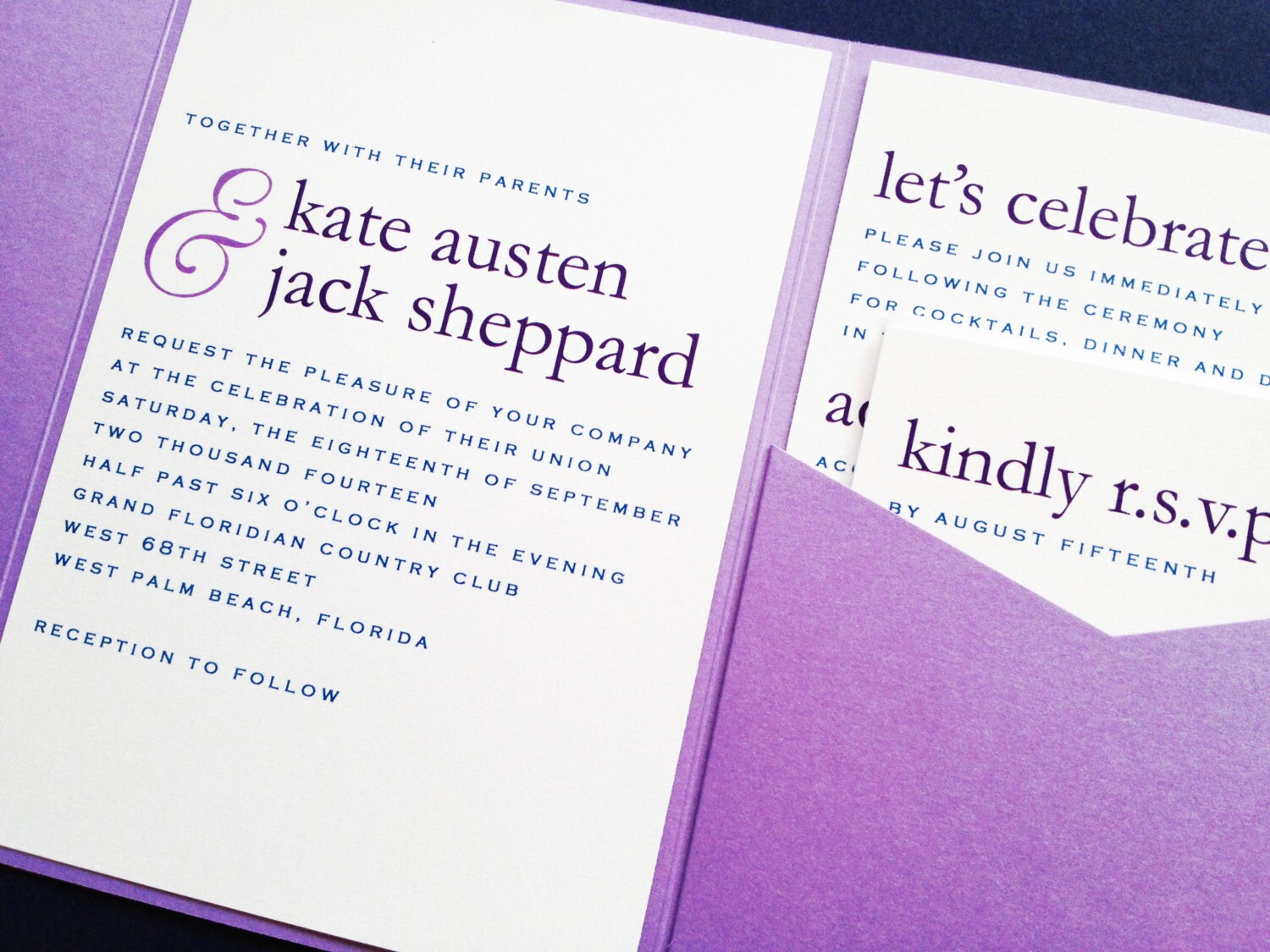 Wedding Invitation – Modern Names Pearl Shimmer Signature Pocketfold ...