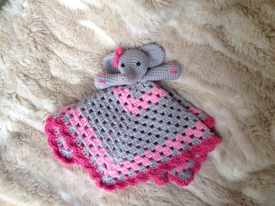 Crochet Elephant Lovey Security Blanket by BriarRoseCraftyThing