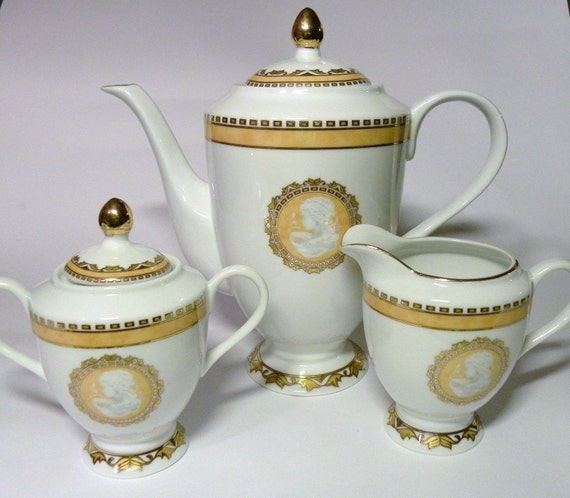 Vintage German Tea set Coffee Set Gold Gild T. Bavaria 15