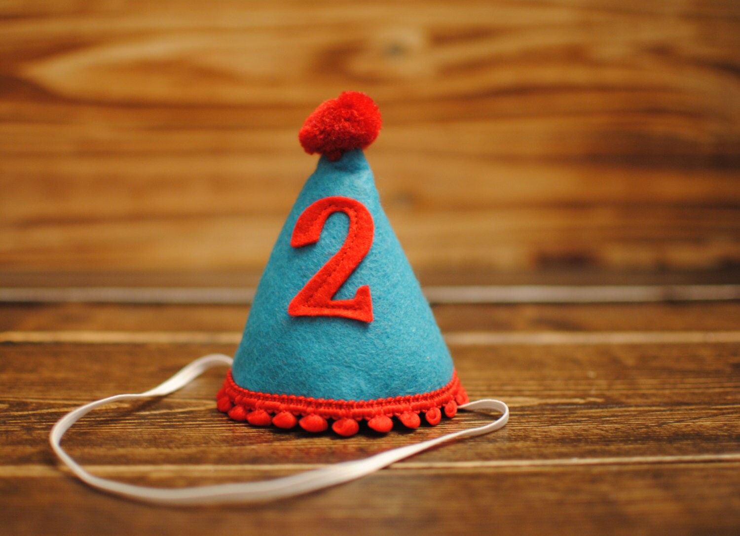 Mini Custom Birthday Party Hat with floral trim Made from Soft