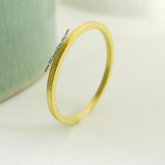 Spacer Ring 14K Solid Yellow Gold Tiny 1mm Band Brushed