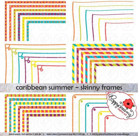 Caribbean Summer Skinny Frames Mega Pack: Clip Art Pack Card