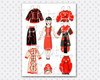 Asian paper doll | Etsy
