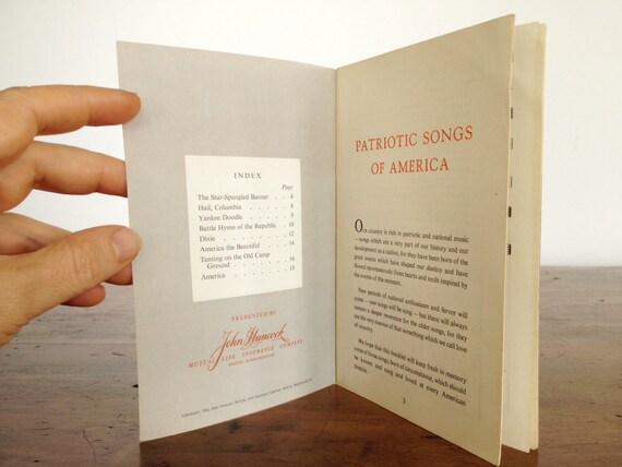 Patriotic Songs of America vintage 1950s pamphlet 1956 John