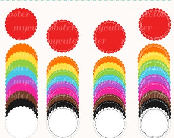 Scalloped Circles Clipart Set - clip art set of circles with scalloped ...