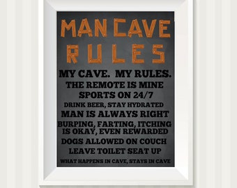 Items similar to 11" x 14" Custom Personalized MAN CAVE RULES Subway ...