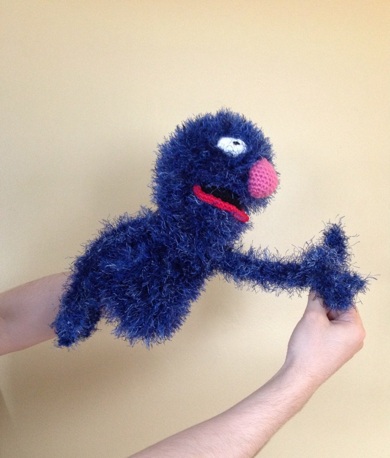 Crochet Super Grover hand puppet PATTERN sesame street