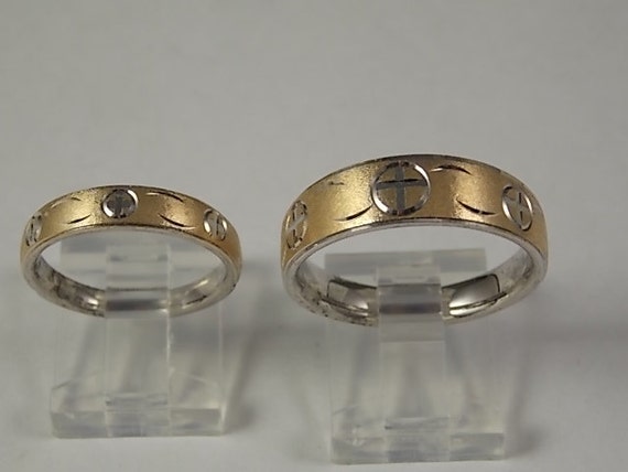 Double Wedding Ring Set Sterling Silver by estatejewelryshop