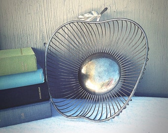 Metal Wire Basket - Apple Basket - Silver Serving Basket - Small Bread ...